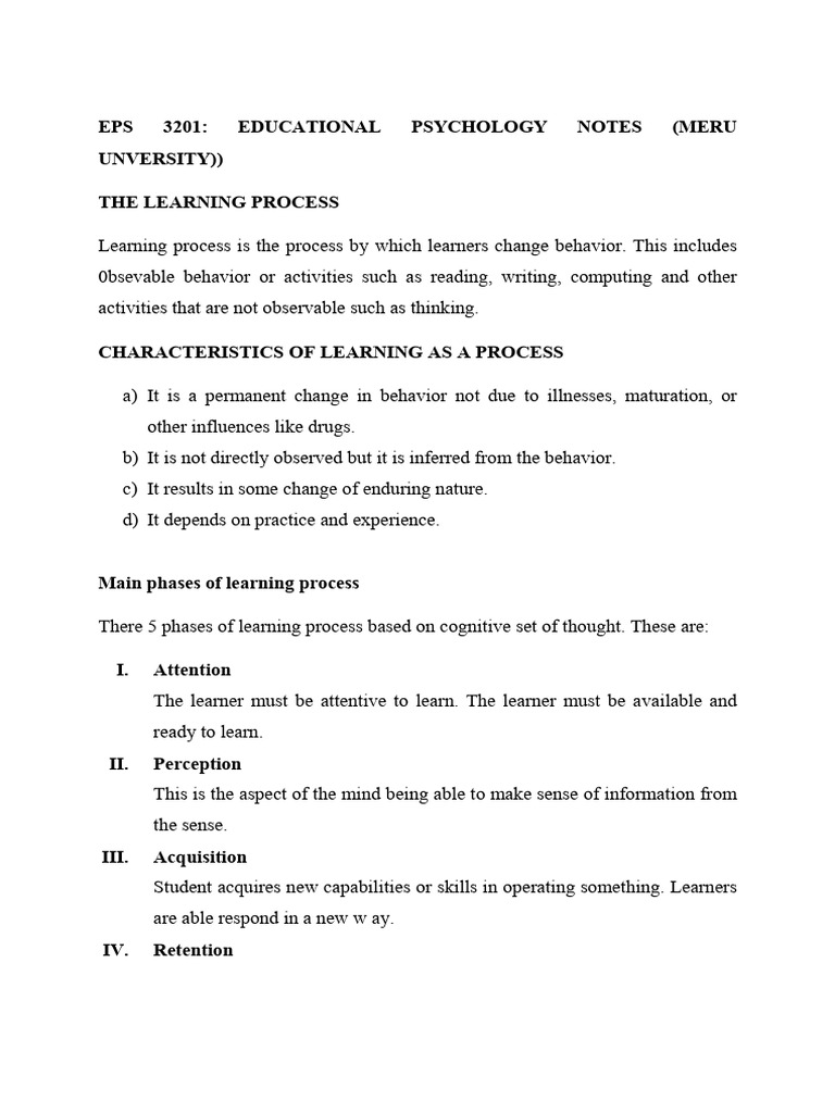 Educational Psychology Learning Process | PDF | Classical Conditioning ...