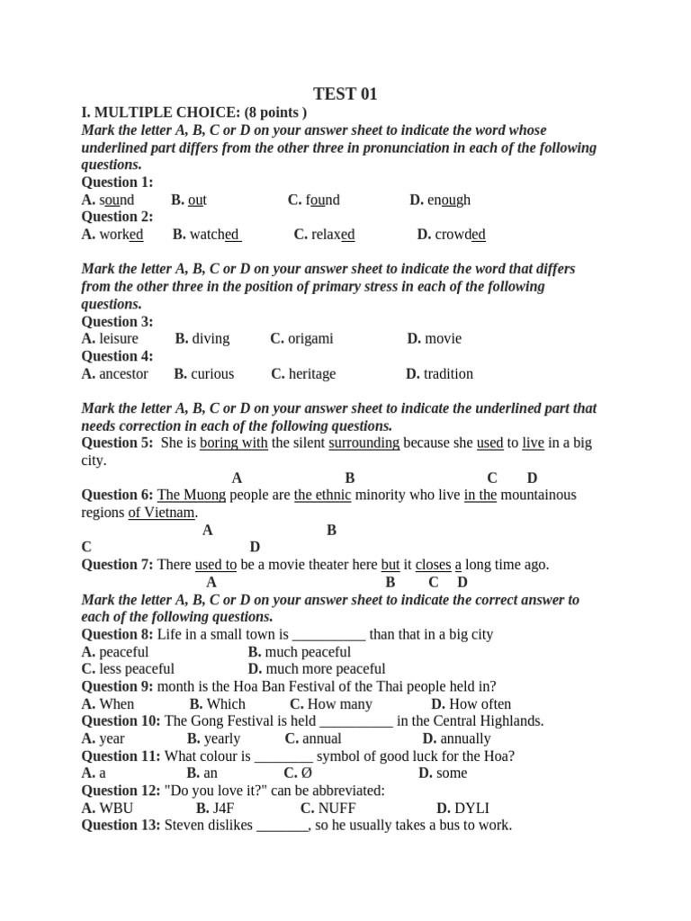 1st Mid-Term Test Grade 8 | PDF