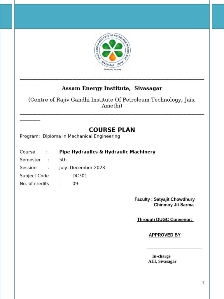 Course Plan | PDF | Turbine | Fluid Dynamics