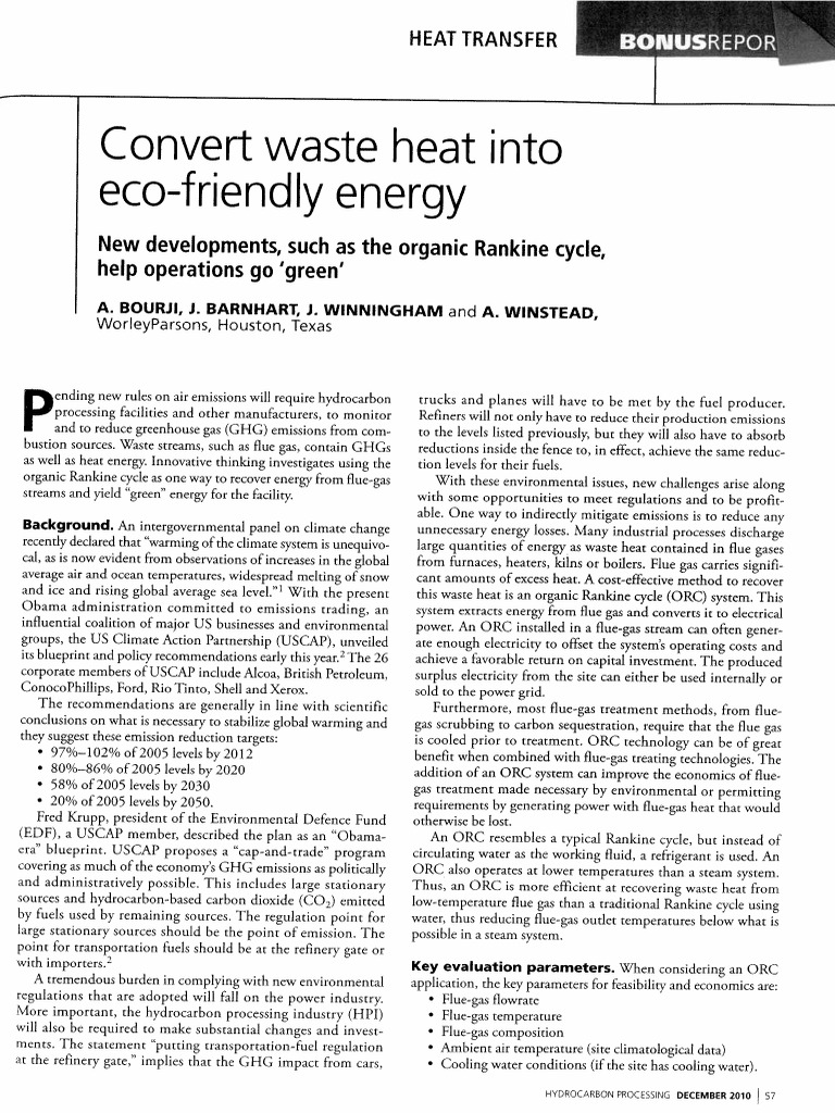 Convert Waste Heat Into Eco-Friendly Energy | PDF