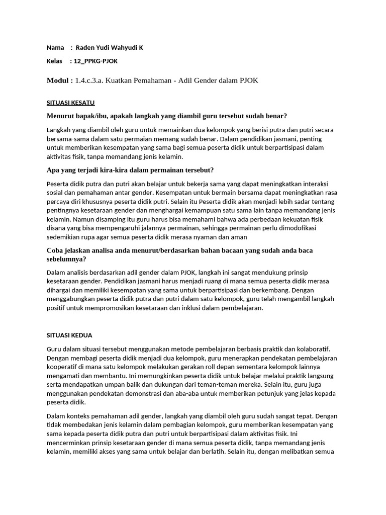 1 4 C 3 A Kuatkan Pemahaman Adil Gender Dalam PJOK | PDF