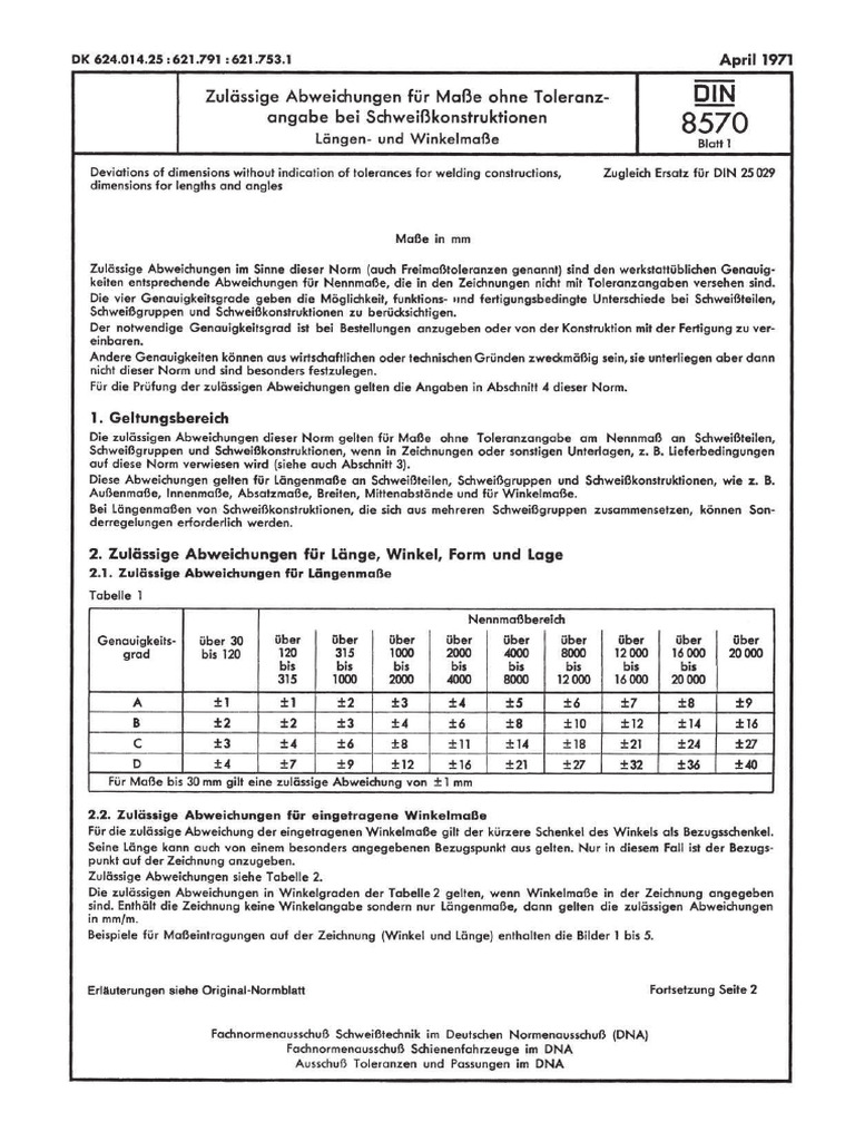 DIN 8570-1 1971-04 | PDF