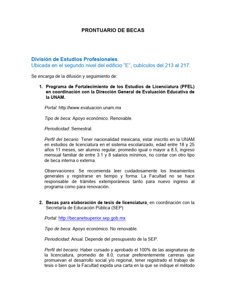 prontuario_becas | PDF | Educación más alta