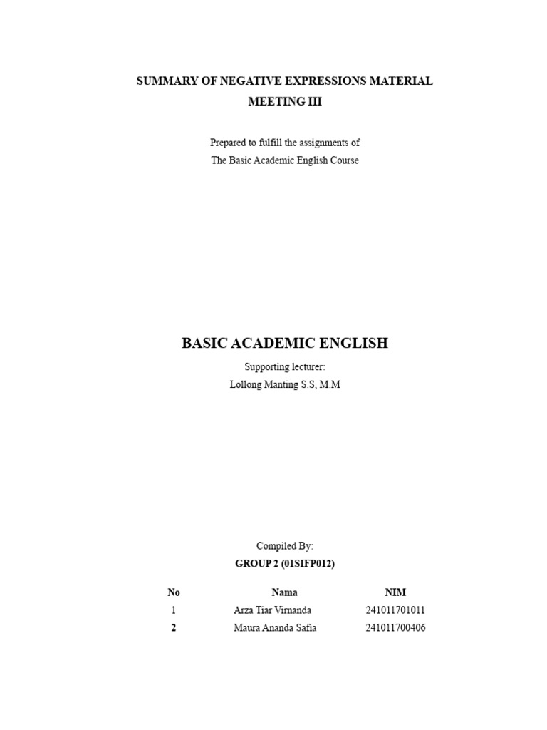 BASIC ACADEMIC ENGLISH MEETING III | PDF | Verb | Subject (Grammar)