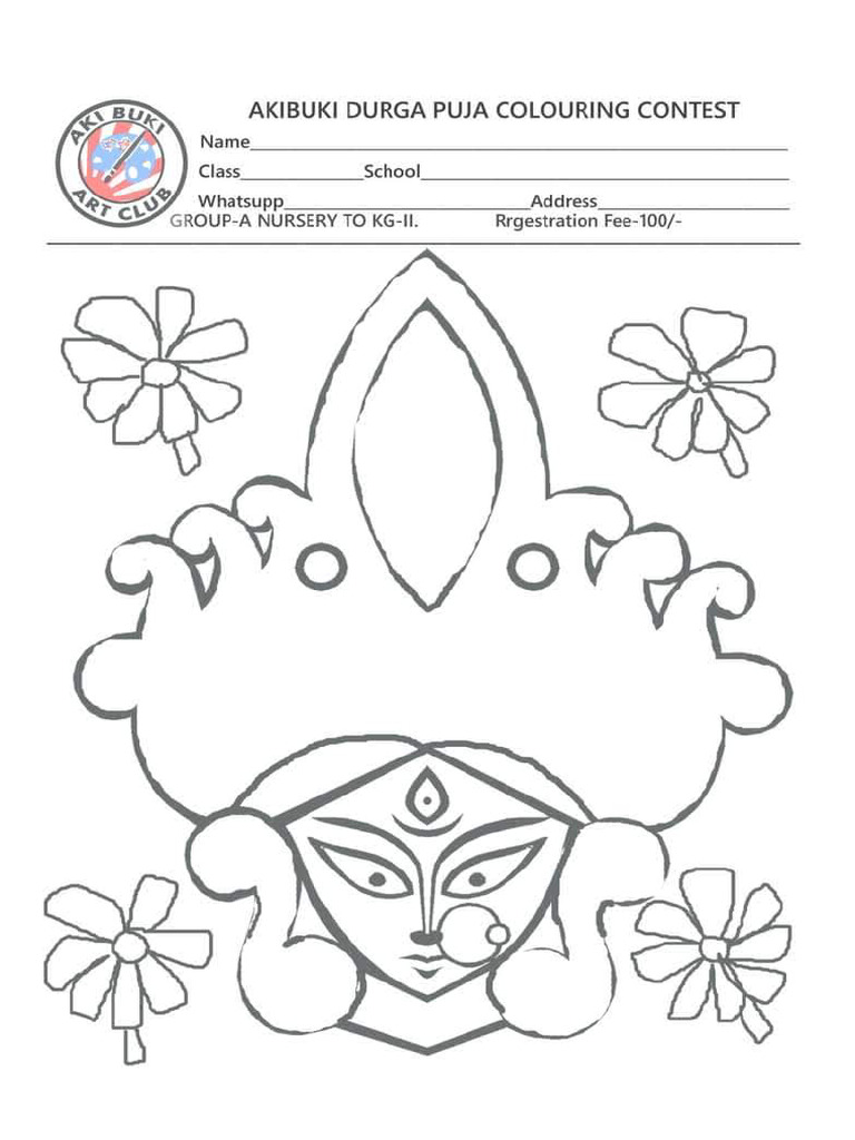 Akibuki Durgapuja Colouring Pages 2024 | PDF