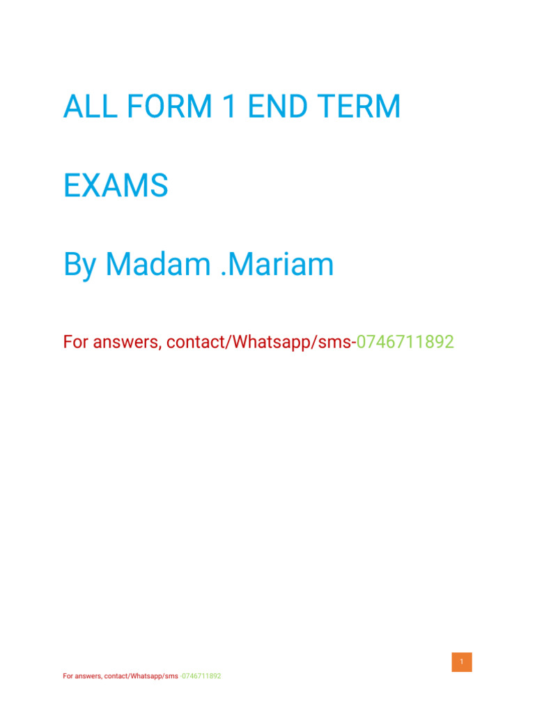 Form 1 Agriculture End Term Exam | PDF