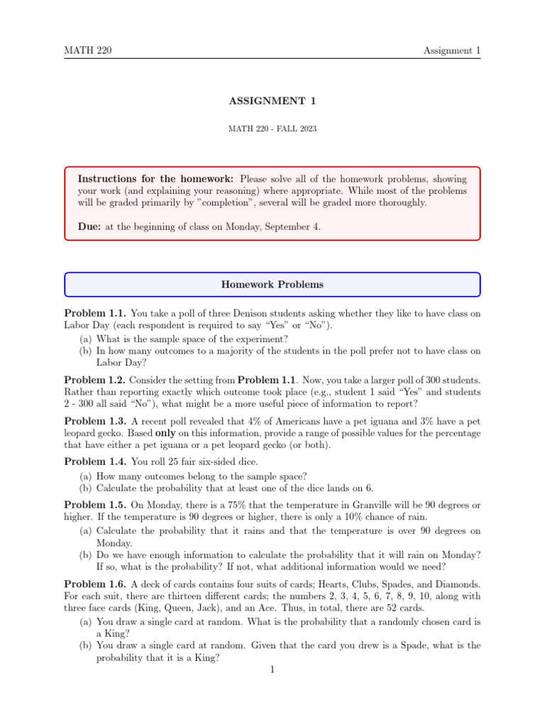 220 Homework 1 Pdf Gaming Devices Playing Cards