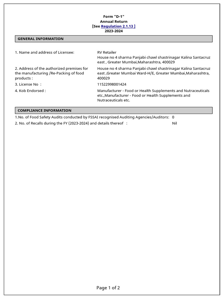 Annual Return - RV Retailers | PDF