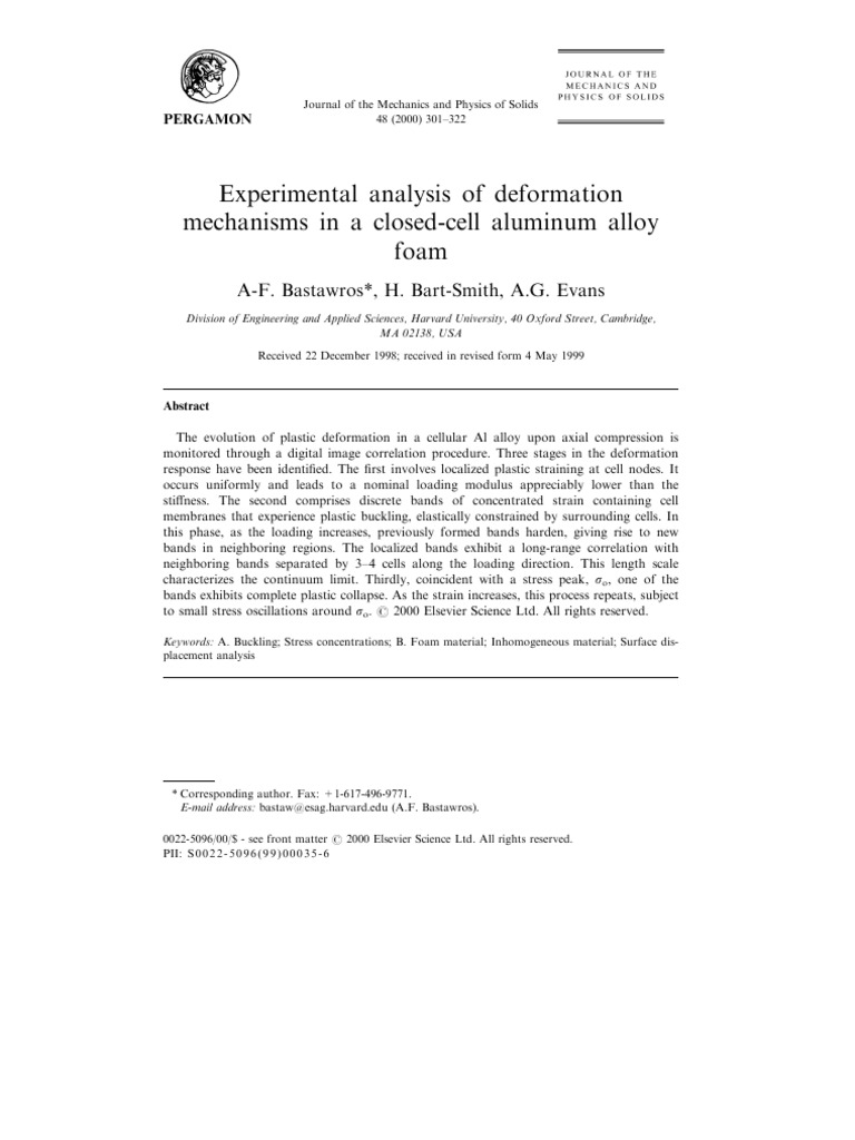 Experimental Analysis of Deformation Mechanisms in A Closed-Cell ...
