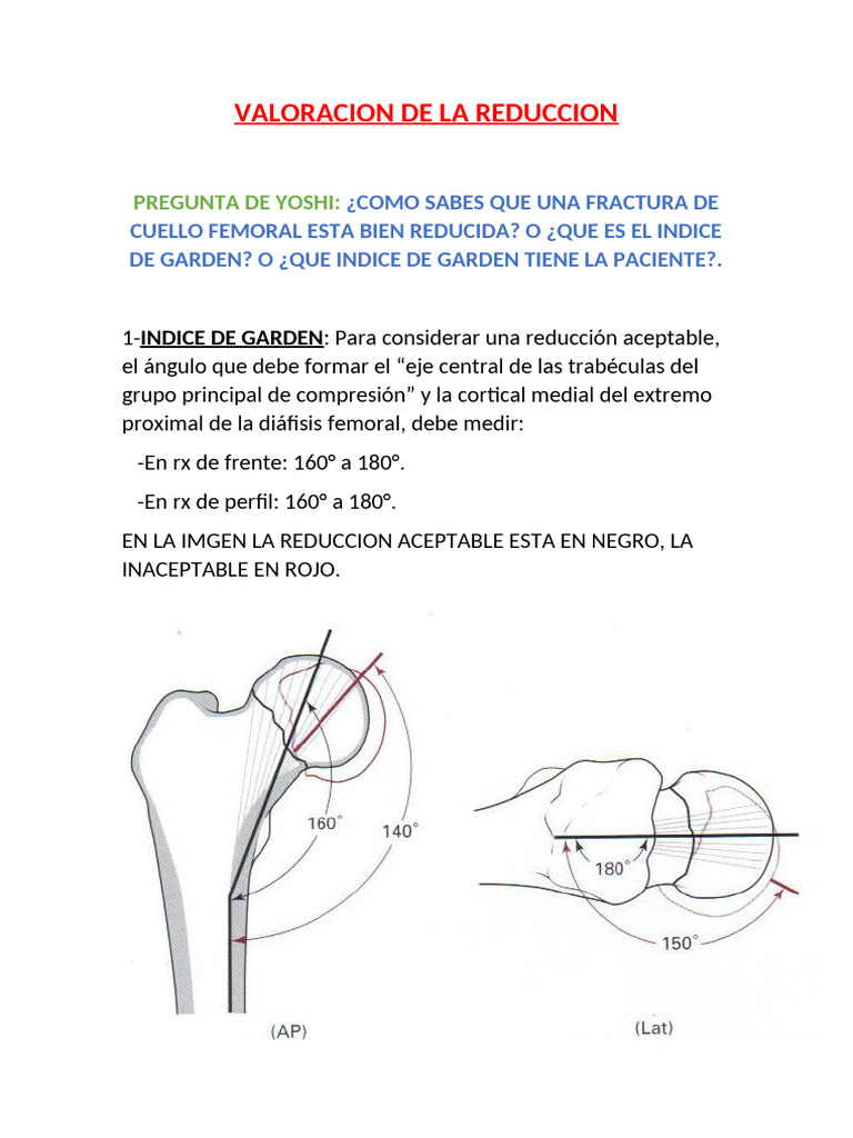 VALORACION DE LA REDUCCION | PDF