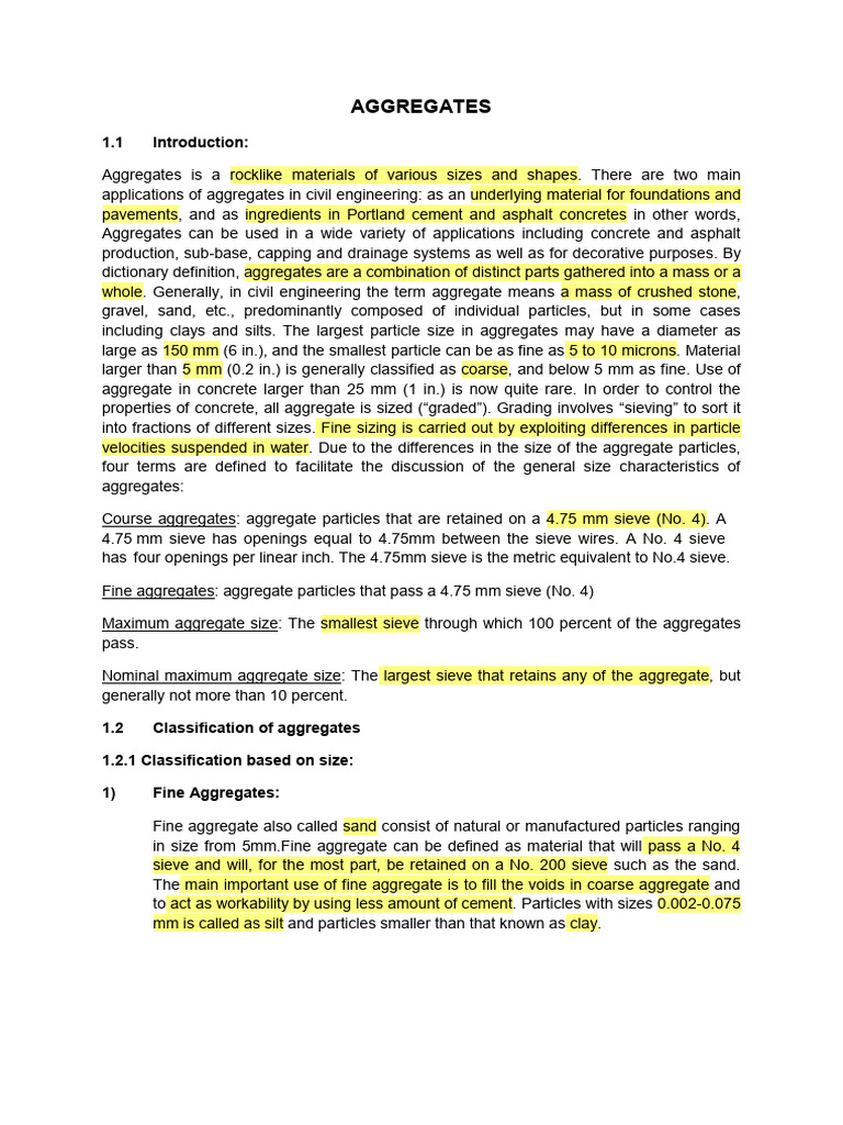 Aggregates (Lecture 1) | PDF | Construction Aggregate | Concrete