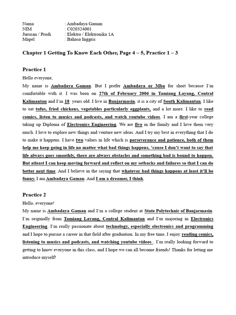 English Practice 1 | PDF | Lifestyle