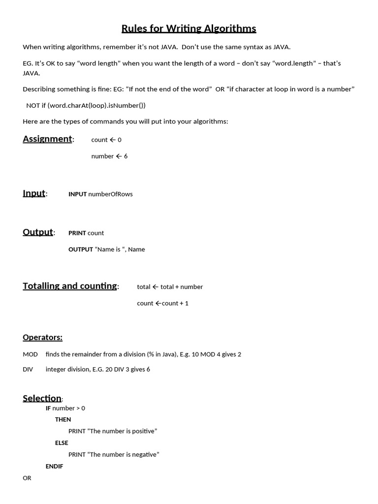 Algorithm Rules | PDF