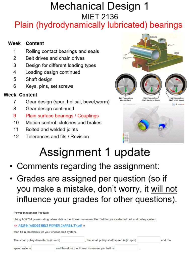 Mech - Design1 - 2023 - L09 Plain Bearings NO Audio | PDF | Bearing (Mechanical) | Viscosity