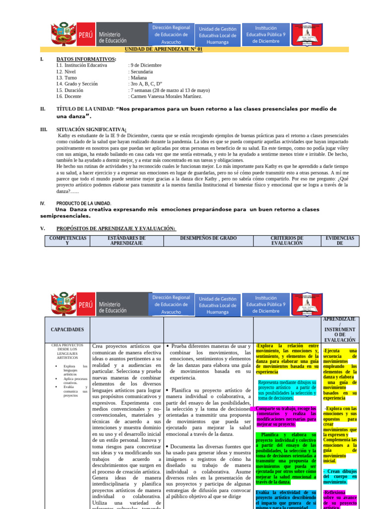 Unidad 3 Grado Pdf Aprendizaje Evaluación
