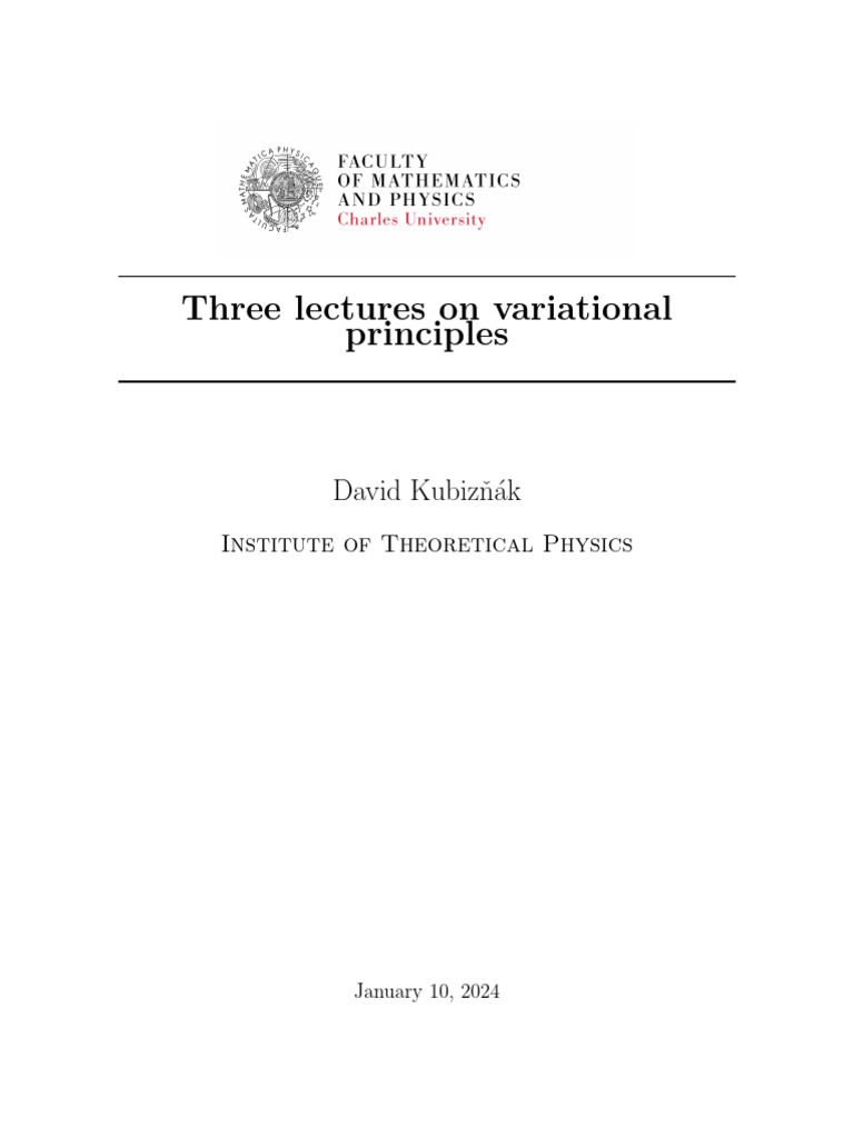 Kubiznak 3 Lectures On Variational Principles | PDF | Momentum ...