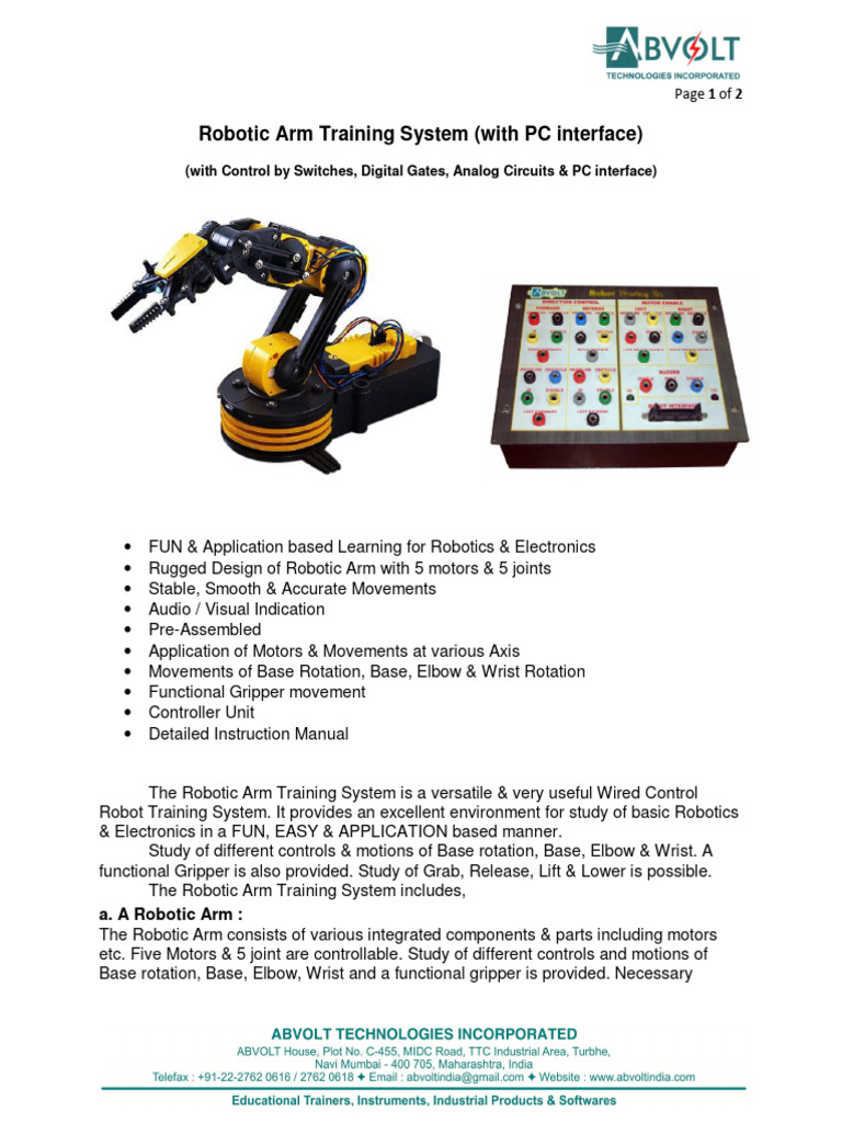 01 - Robotic Arm Training System - With PC Interface | PDF | Robotics ...