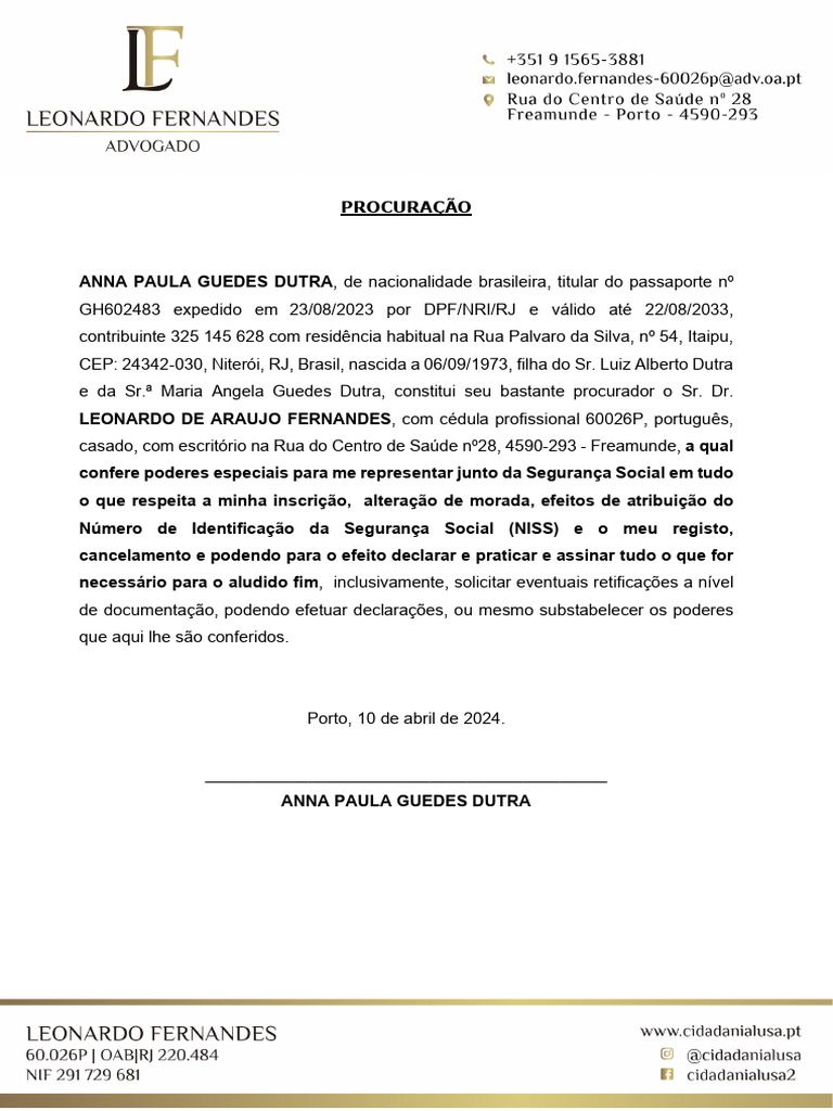 Procuração Niss Anna Paula Guedes Dutra | PDF