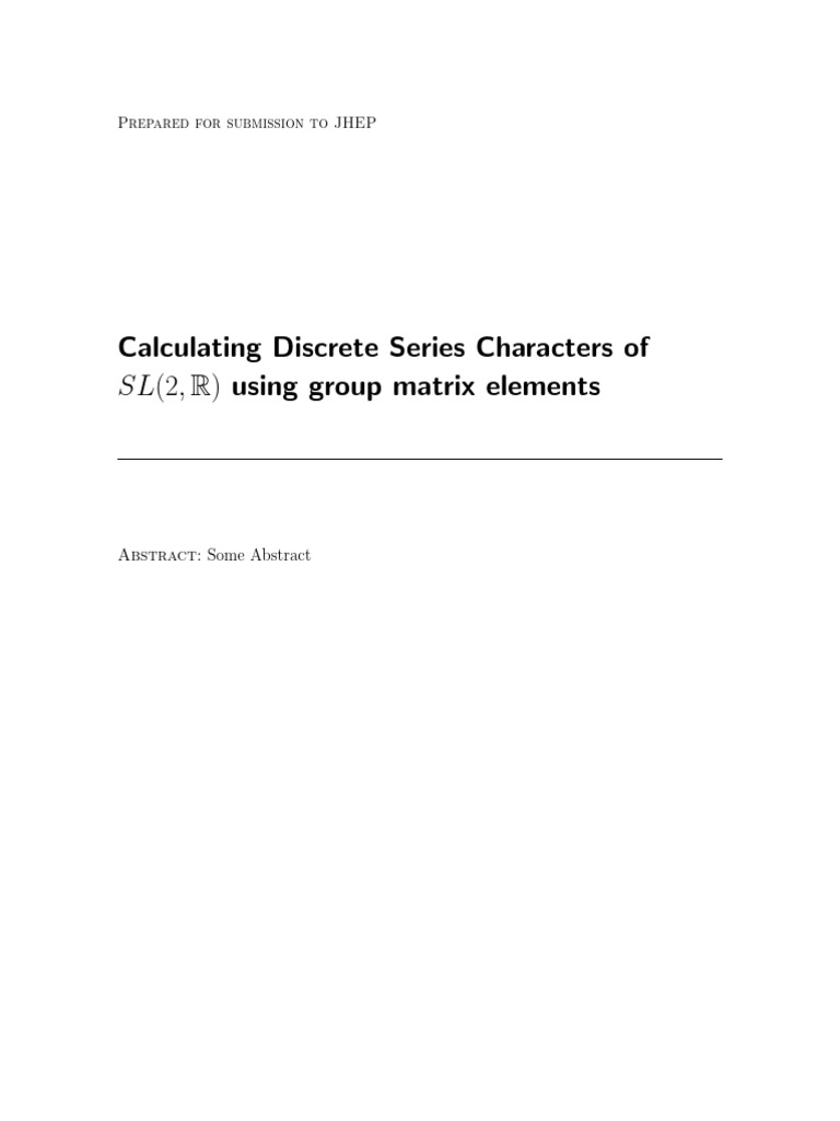 Calculating_Discrete_Series_Characters_of_SL_2_R_ | PDF | Group (Mathematics) | Summation