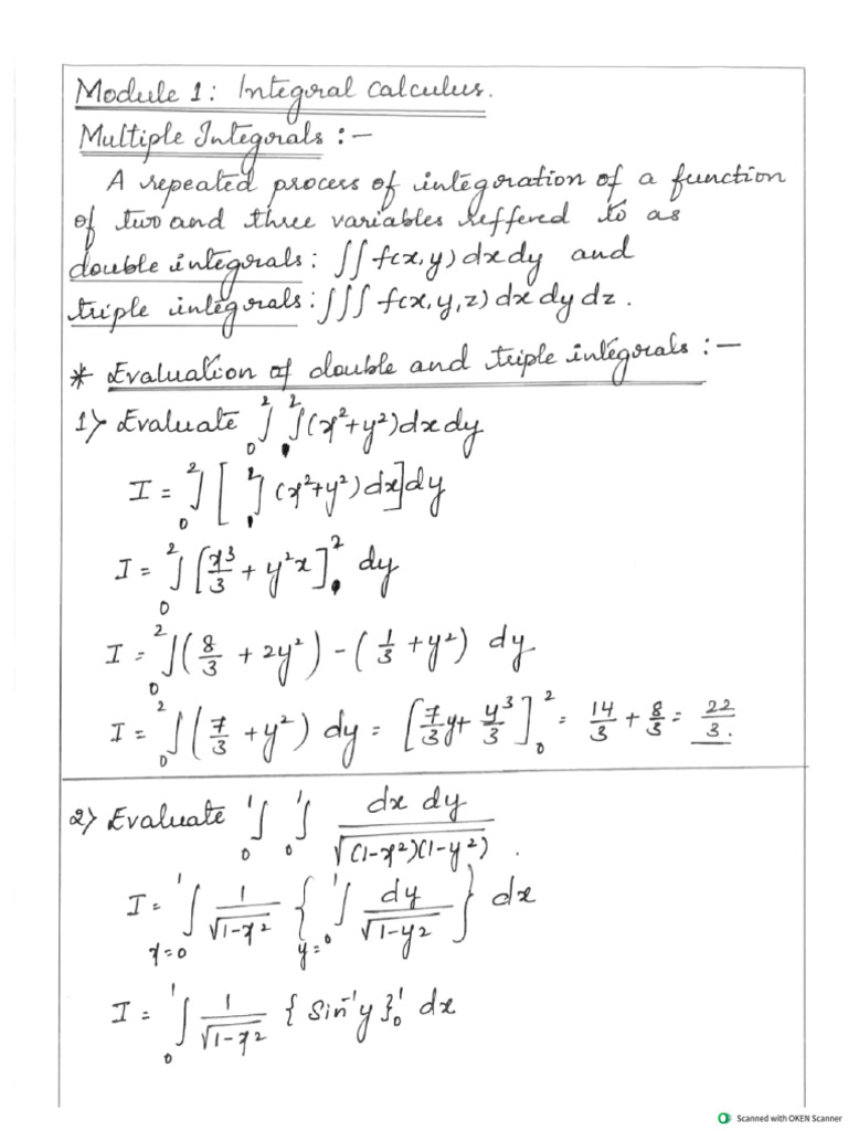 1 Multiple Integrals Pdf 