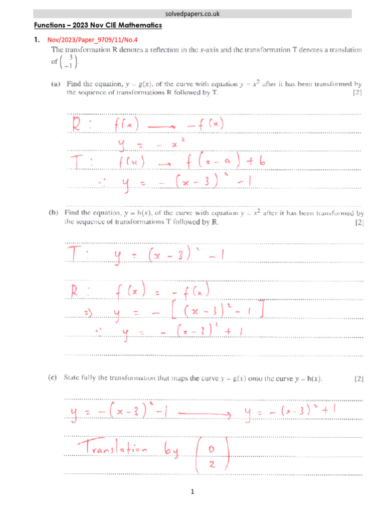 CIE Math Functions Papers 2023 | PDF