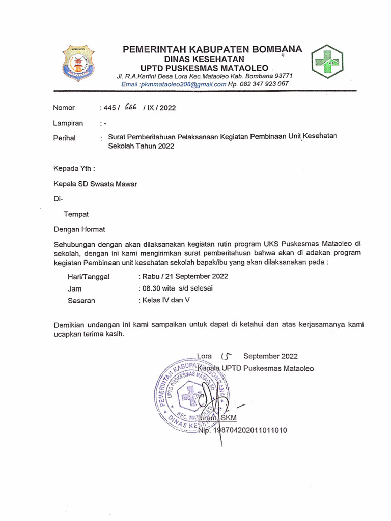 Surat SD S Mawar | PDF