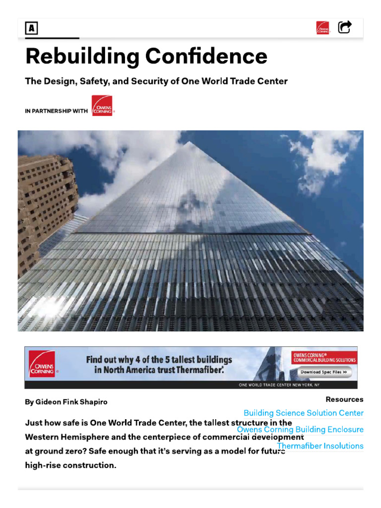 Rebuilding Confidence - One World Trade Center | PDF