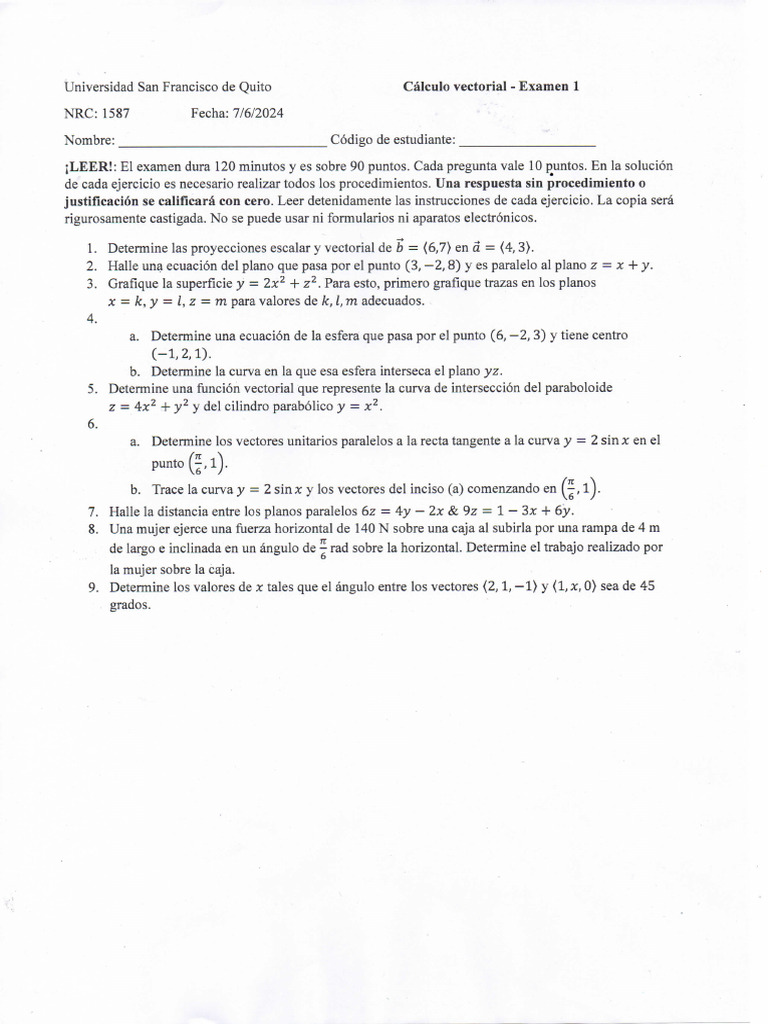 Soluci N Examen 1 C Lculo Vectorial | PDF