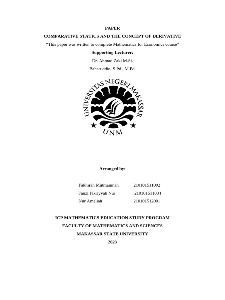 Group 5 Mathematics fo Economics (1) | PDF | Derivative | Function (Mathematics)