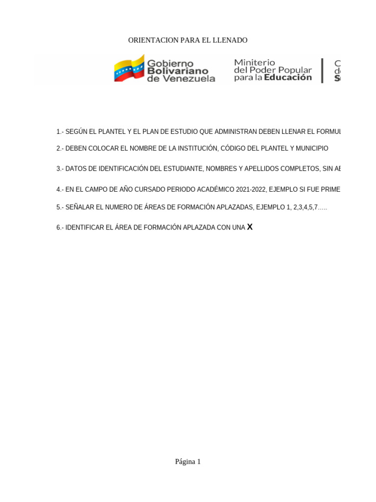Guía para Llenado de Formularios Educativos | PDF