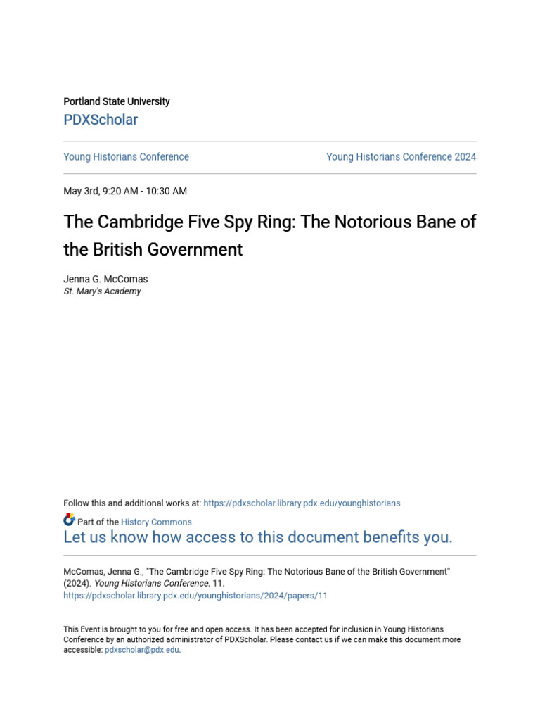 The Cambridge Five Spy Ring_ the Notorious Bane of the British Go | PDF ...