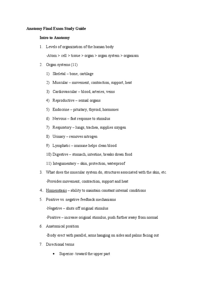 Anatomy Final Exam Study Guide | PDF | White Blood Cell | Anatomical ...