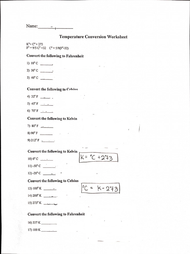 Temperature Conversion WS NEW | PDF