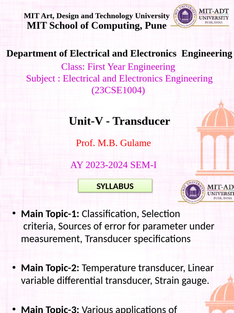 UNIT 5 (2) | PDF | Electrical Resistance And Conductance | Thermocouple