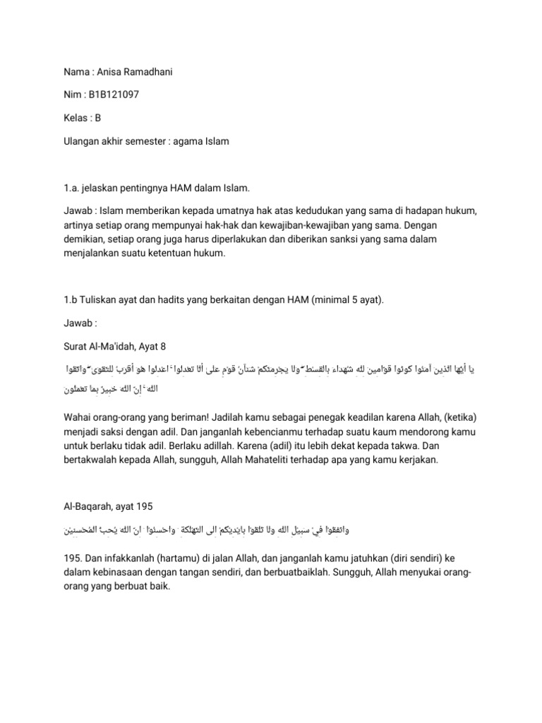 Uas Agama Anisa Ramadhani | PDF