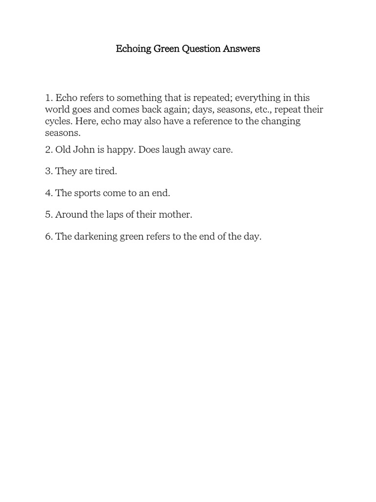 Echoing Green Answers Key | PDF | Language Arts & Discipline | Home & Garden