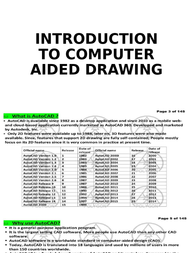 1. Introduction to Computer Aided Drawing | PDF