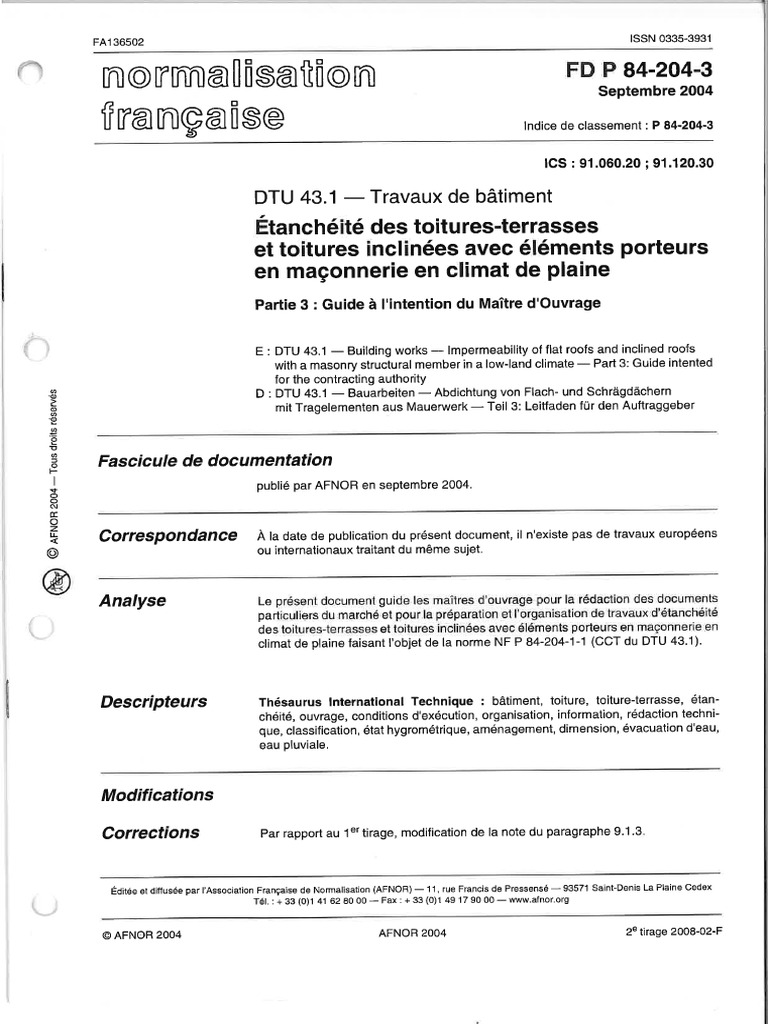 Extrait DTU 43.1 | PDF