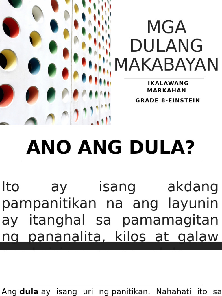 Mga Dulang Makabayan G8 | PDF