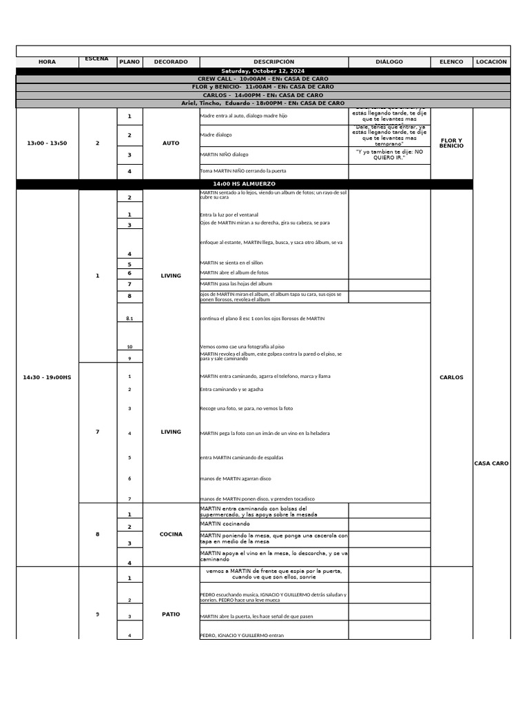 Plan de Rodaje - Tomen Asiento. | PDF