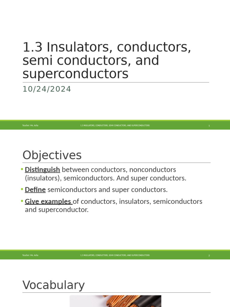 1.3 Conductivity | PDF | Electrical Conductor | Semiconductors