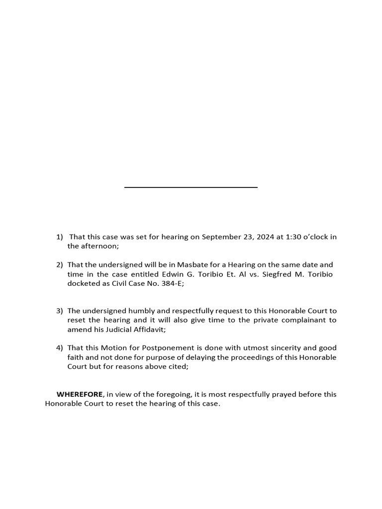 Motion for Postponement - Illustrisimo | PDF