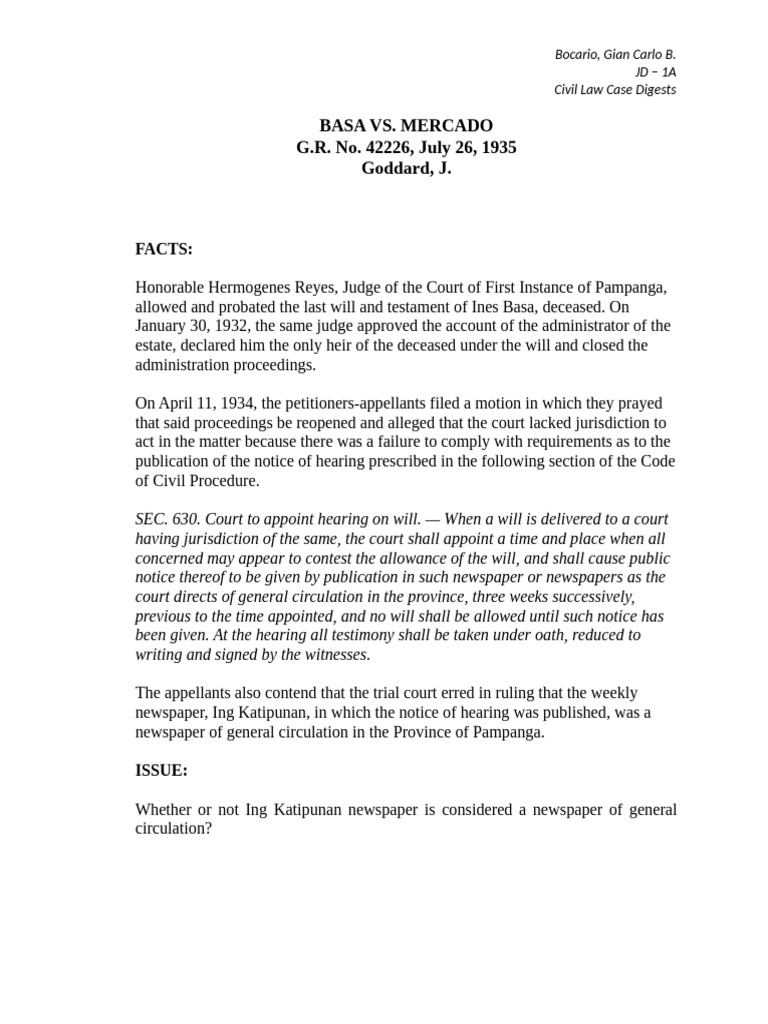 No. 2 BASA VS. MERCADO | PDF | Government | Public Law