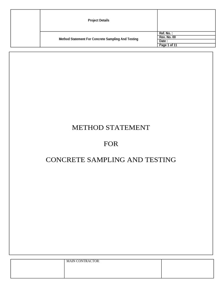 Method Statement For Concrete Sampling and Testing | PDF | Concrete ...