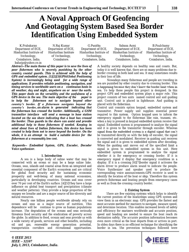 Geofencing System for Fishermen Safety | PDF | Oceans | Sea