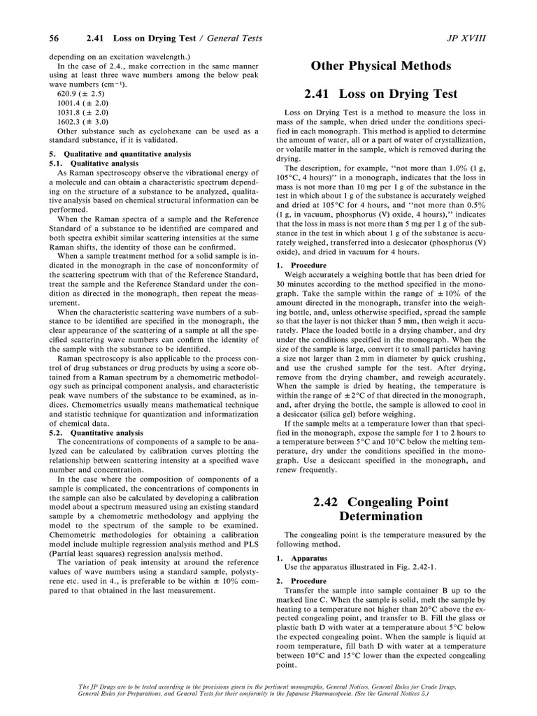 2.41 Loss On Drying Test JP 18 | PDF | Chemometrics | Spectroscopy