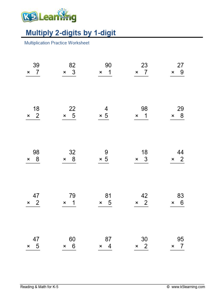 Multiply 2x1 Digit e | PDF