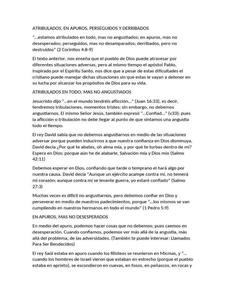 Pineda-Atribulados Perseguidos Pero No Derrotados | PDF | Saulo ...