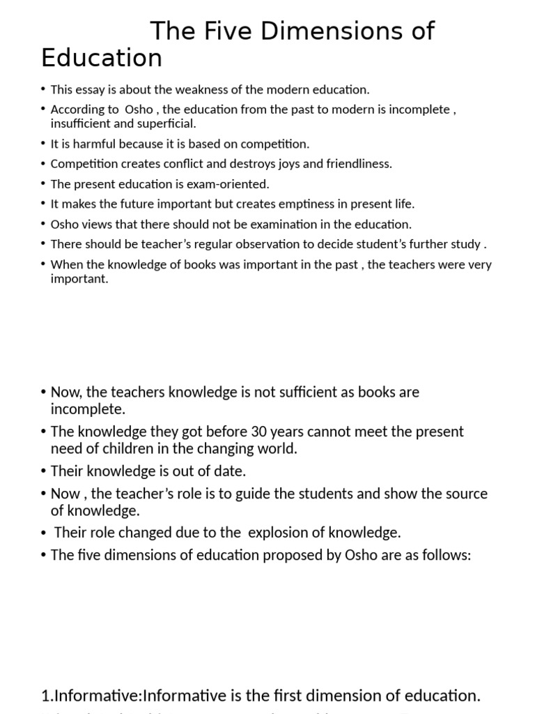 4.the Five Dimensions of Education | PDF | Knowledge | Human Communication