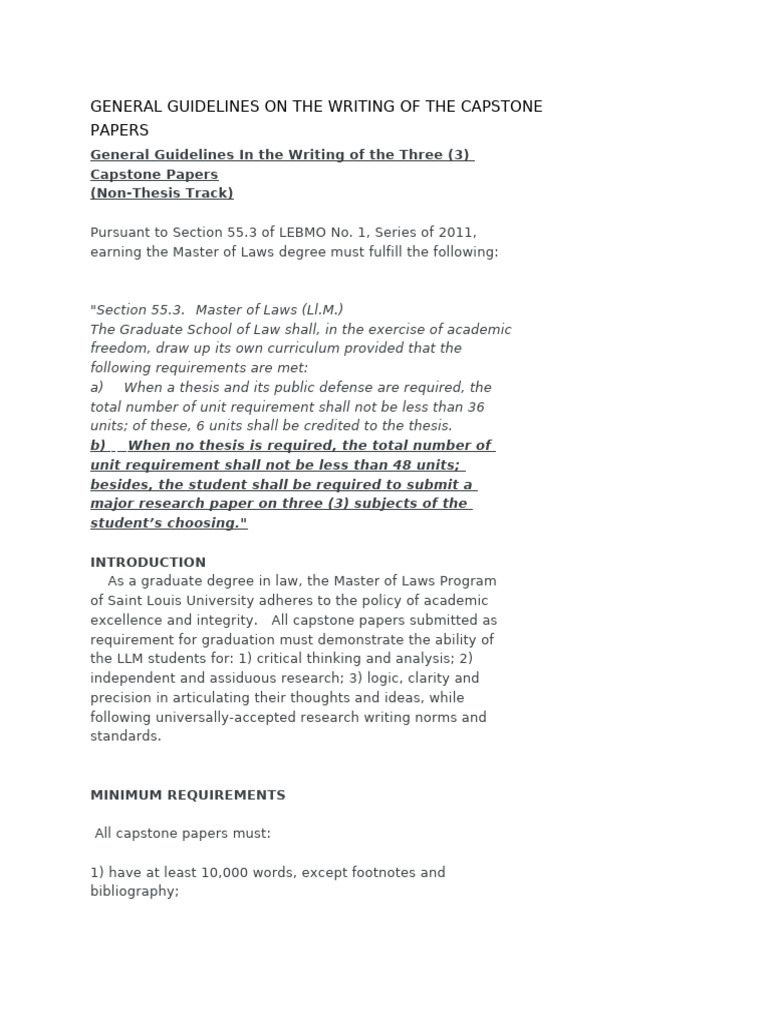 Master of Laws Capstone Guidelines | PDF | Citation | Thesis